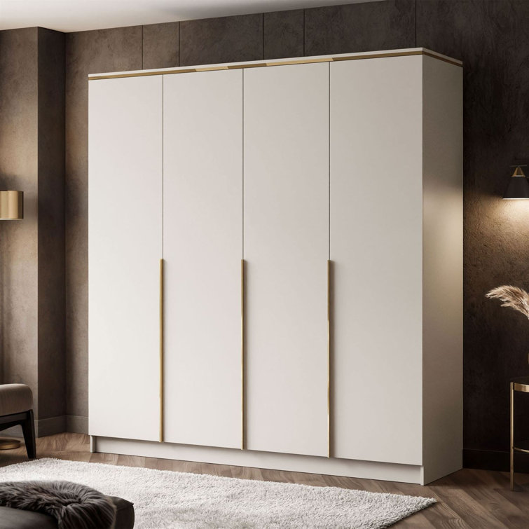 Latitude Run AURORA 4D Wardrobe KASHMIR, Gold Chrome Handles | Wayfair.co.uk